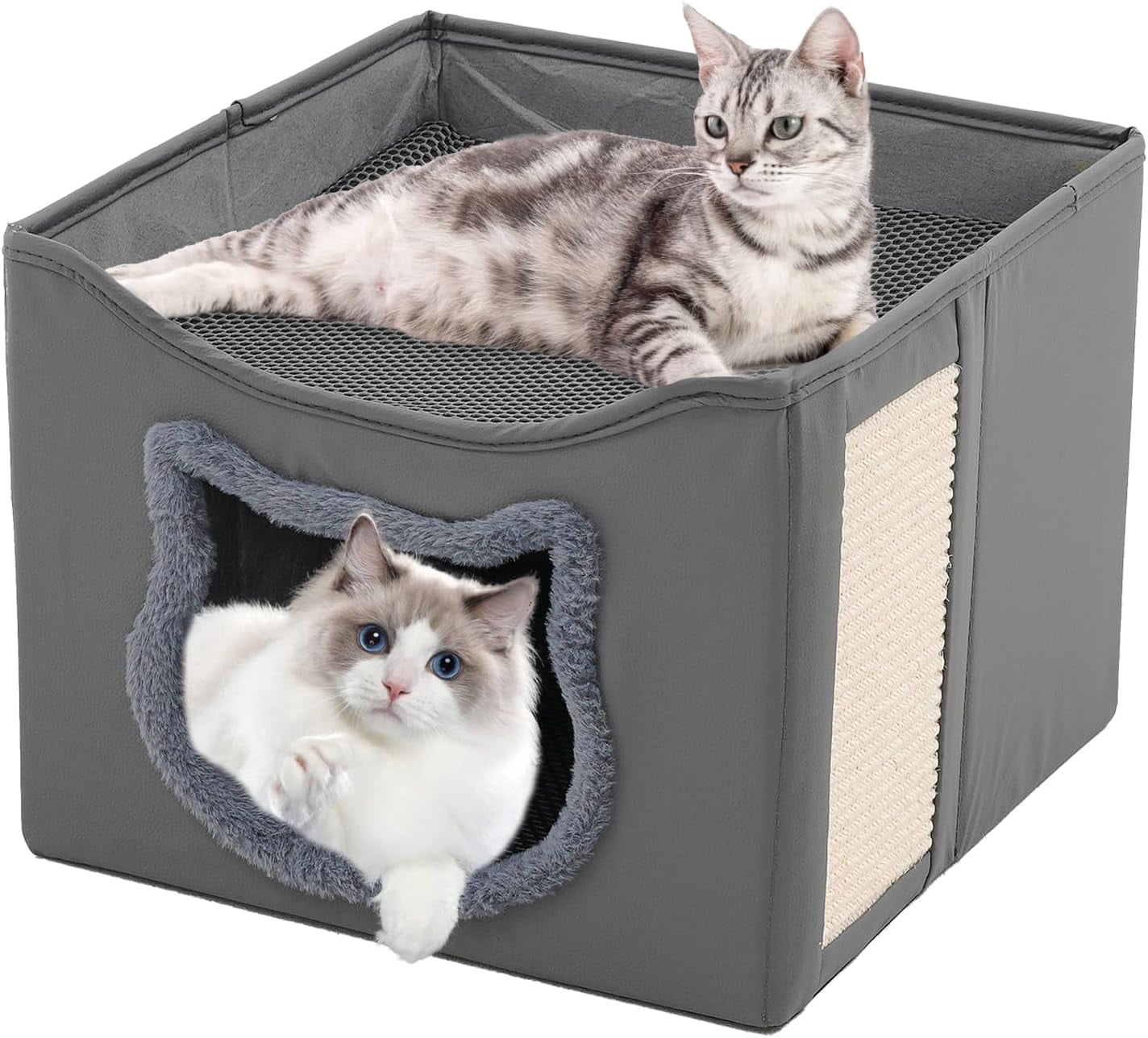 Cat House for Indoor Cats Cube Condo, Covered Cat Cave Beds & Furniture ...