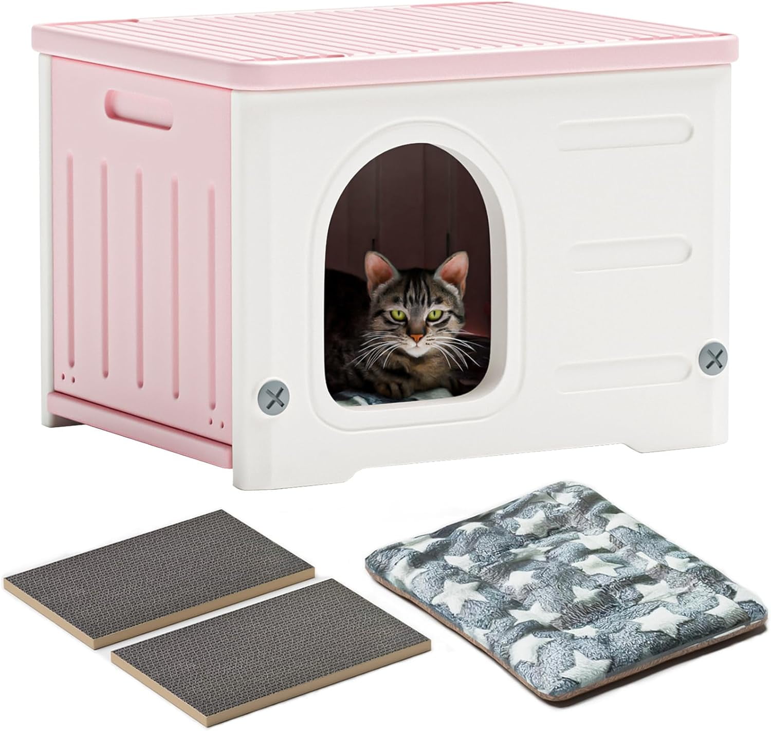 Cat House for Both Indoor and Outdoor, Stackable Indoor Cat House Large ...