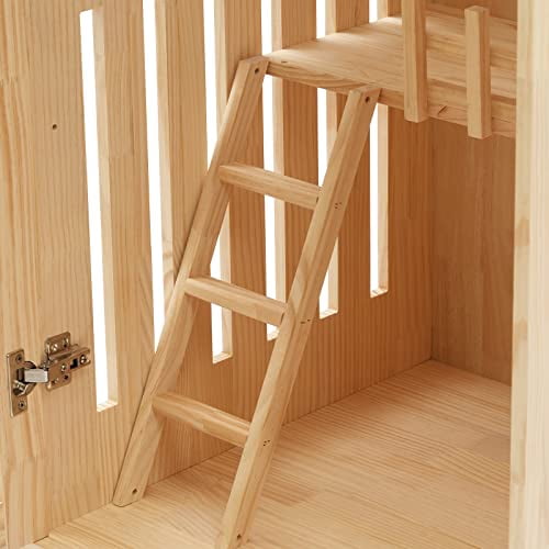 Cat House Kit Large Wooden Indoor Cat Enclosure Catio Cage with Ramp ...