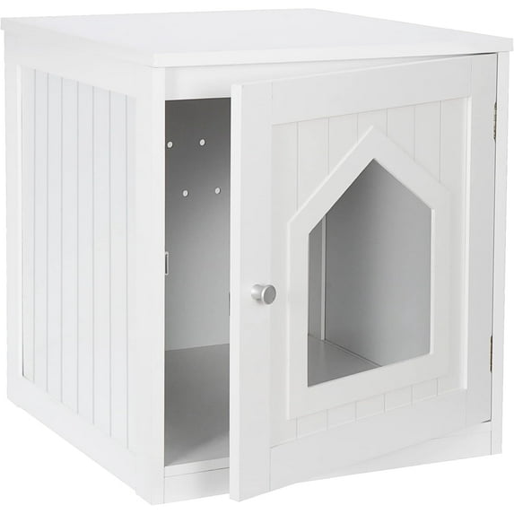 Cat House & Side Table, Pet Cat Litter Box Enclosure with Vent Holes ...