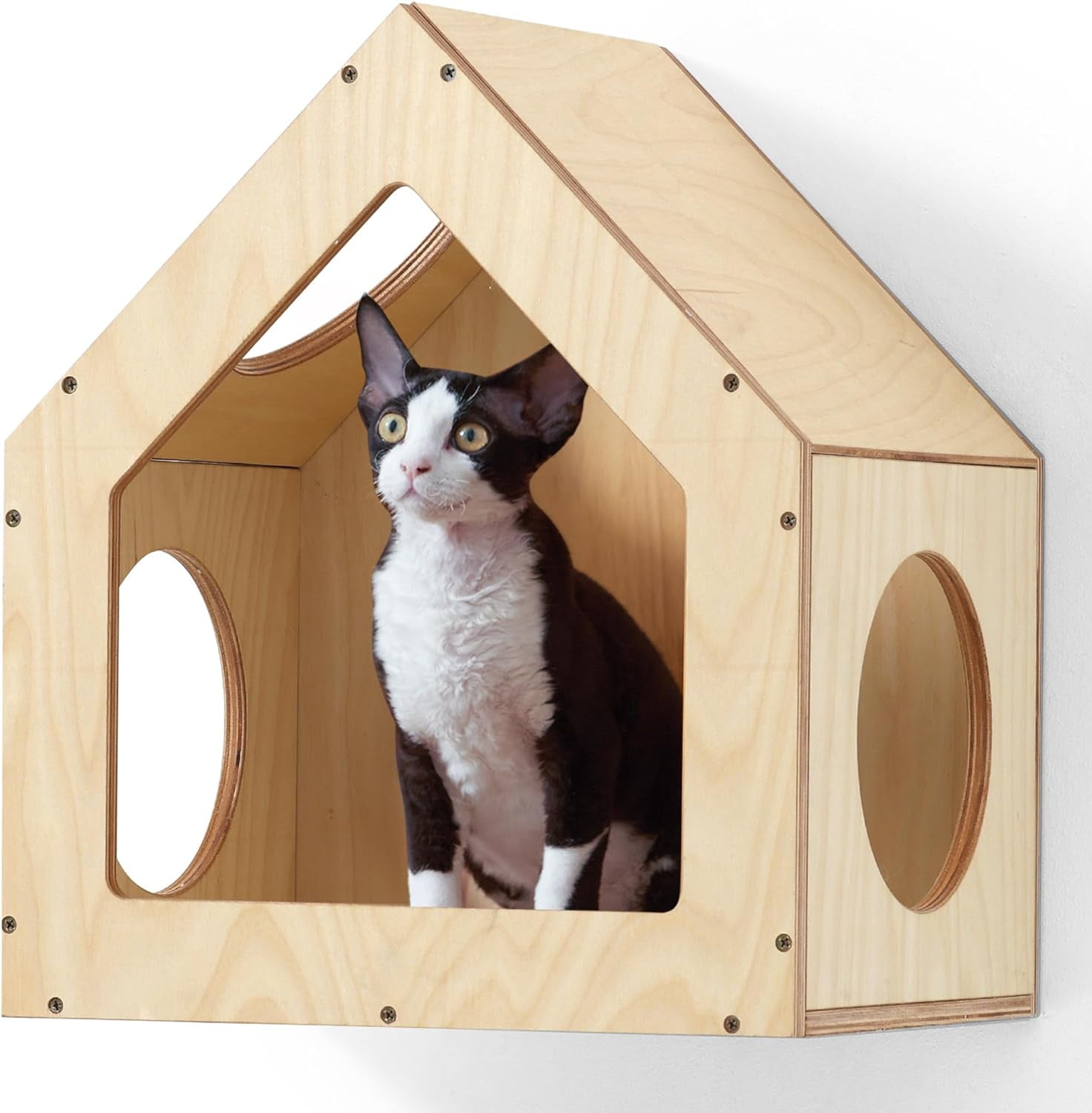 Cat House Wall Mounted, 15.5x11.8x18 Inches Birch Plywood Condo, Multi ...