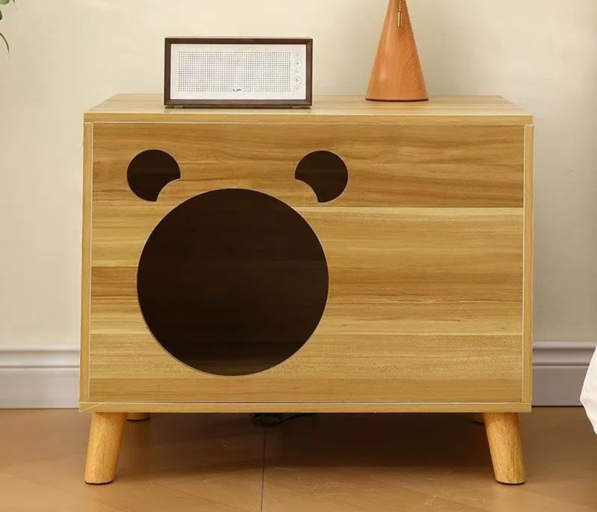 Cat House for Indoor Cat and Bedside Table,Bed Cave Wooden Condo ...