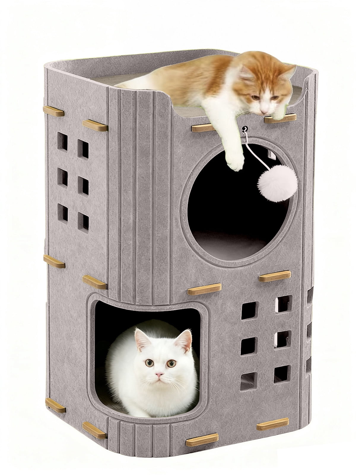 Inadays Cat House for Indoor Cats, 2-Storey Cozy Felt Cat Bed Cave with ...