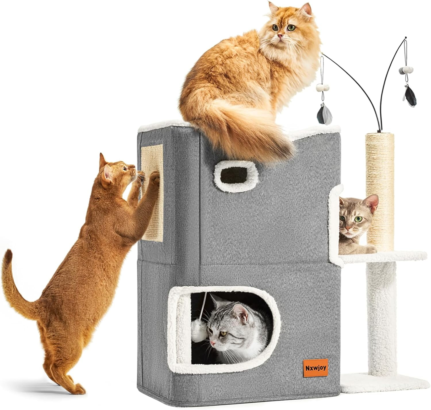 Cat House for Indoor Cats Adults Bed Tower with Scratching Post and ...
