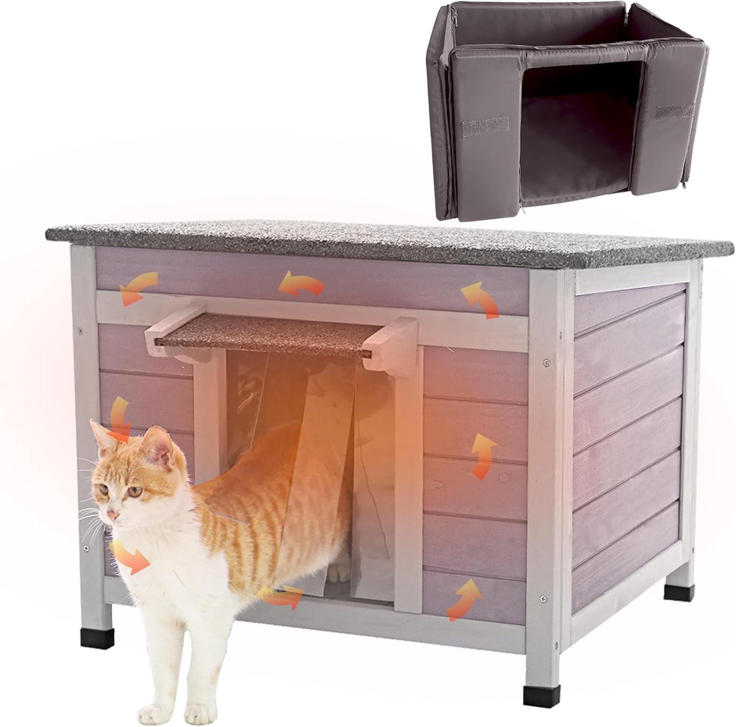 Cat House for Outdoor Cats Insulated Feral Kitty Shelter with Warm ...