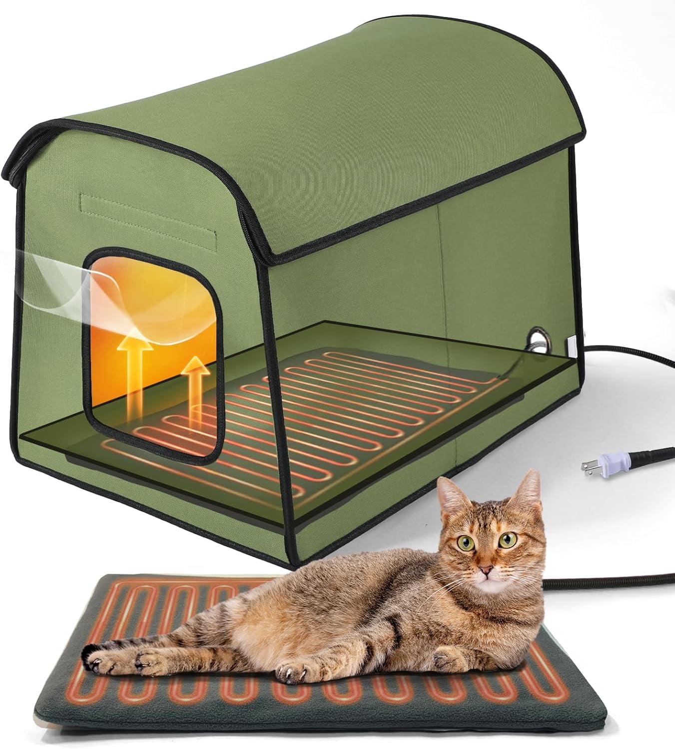 Cat Houses for Outdoor Cats, Waterproof Insulated Cat House Outdoor ...