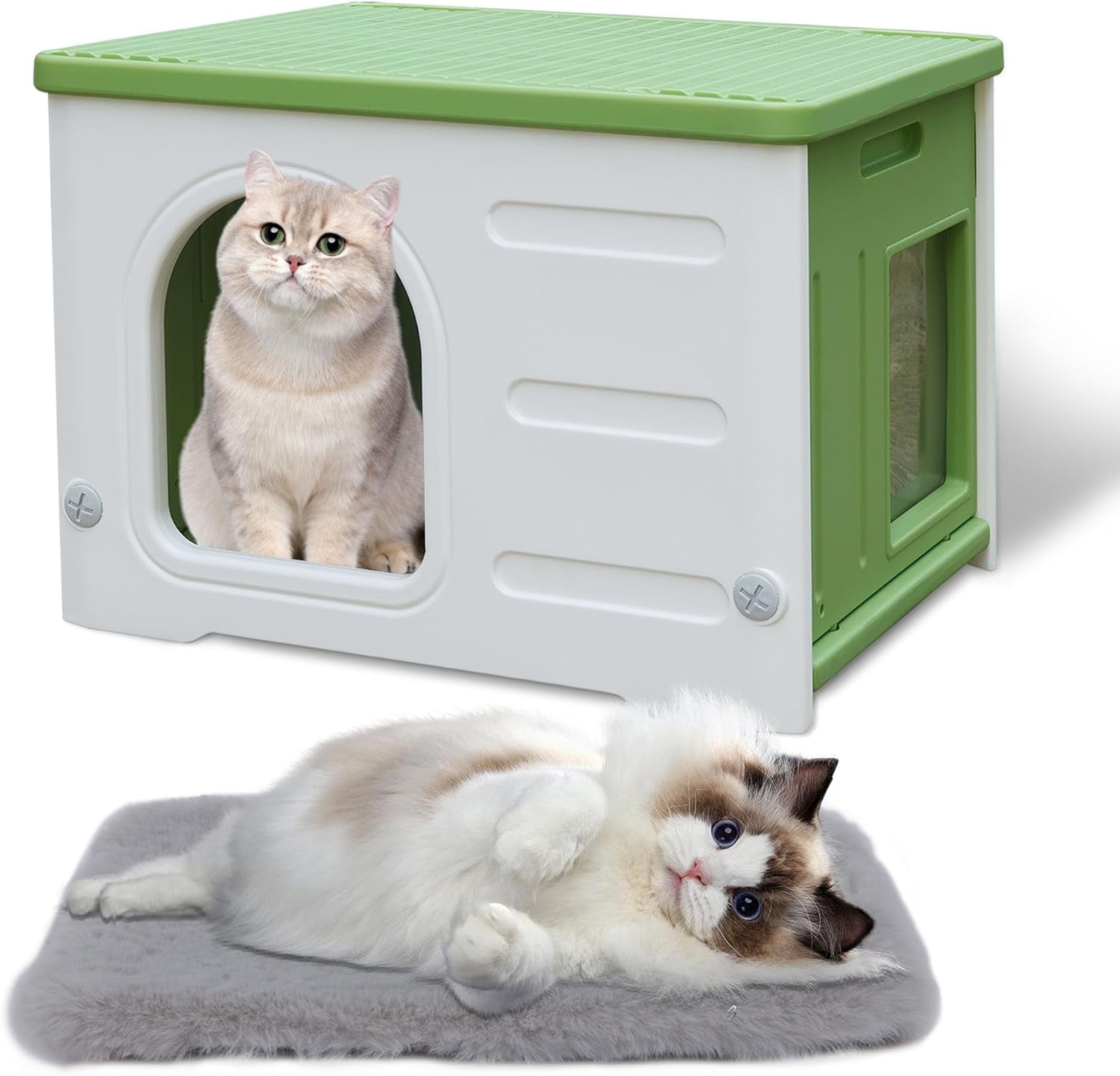 Cat Houses for Indoor Cats with Escape Door Plastic Outdoor Cat House ...