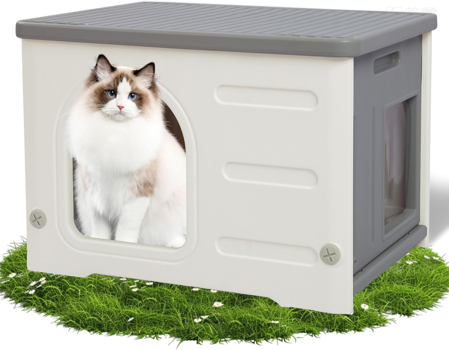 Cat Houses for Indoor Cats with Escape Door Plastic Outdoor Cat House ...