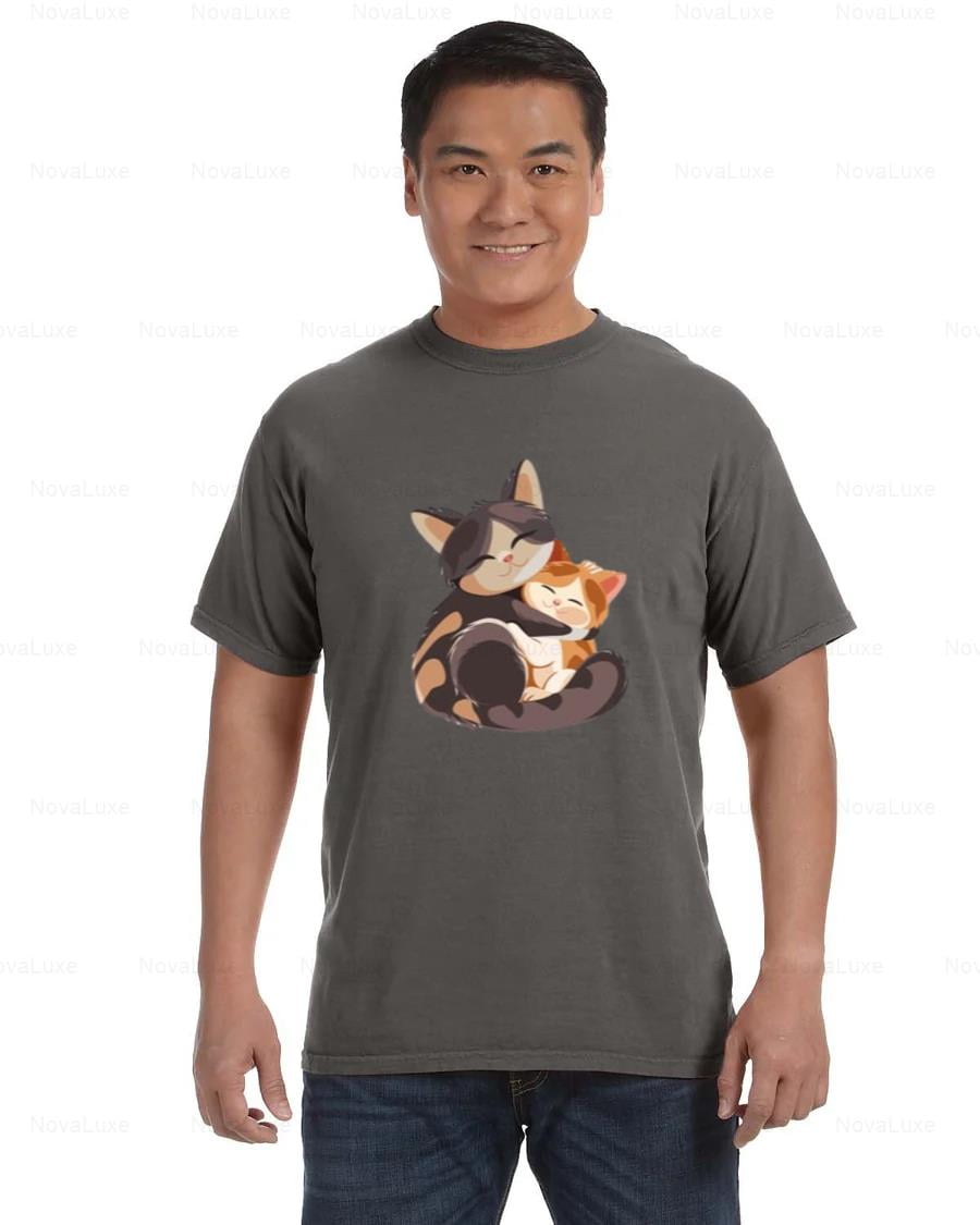 Cat Hugging Comfort Coler T-Shirt with Sweet Kitten Illustration ...