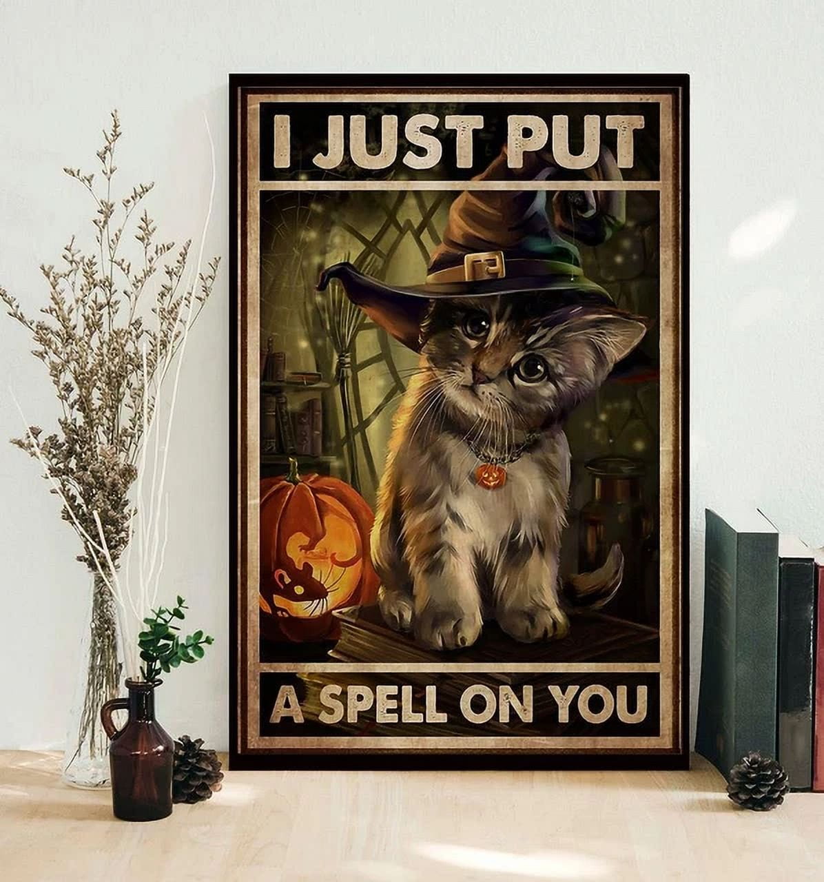 Cat I Just Put A Spell On You Poster Home Decor Vintage Art Print Cute ...