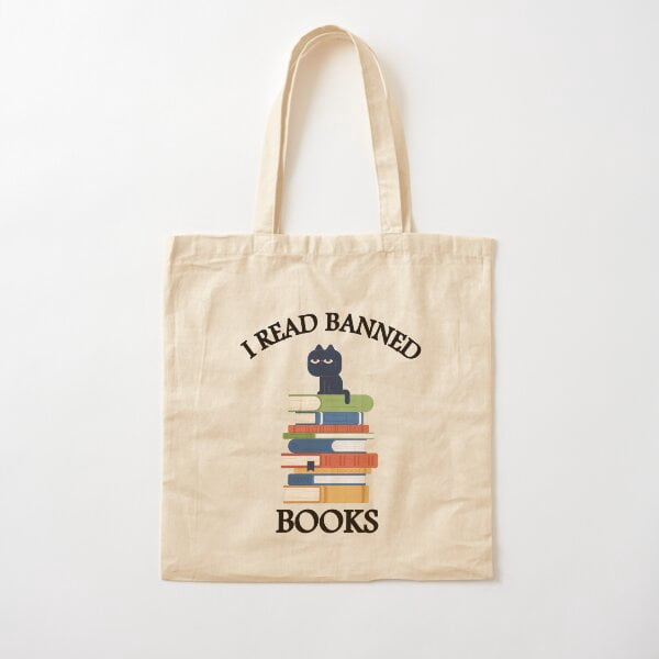Cat I Read Banned Books Funny Bookworms Reading Book Cotton Tote Bag ...