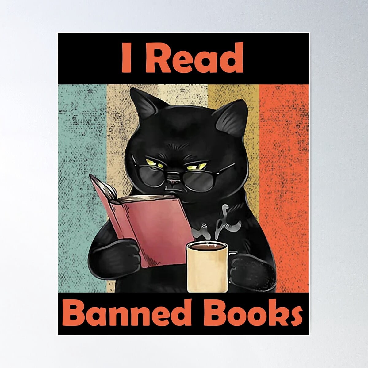 Cat I Read Banned Books Poster Wall Art Modern Wall Decor For Living ...