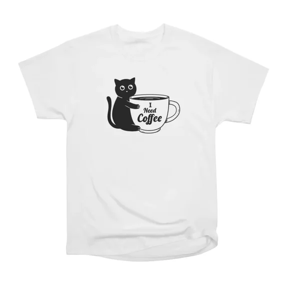 Cat I need Coffee T-Shirt Tee Gift For Him Merch For Her Apparel For ...