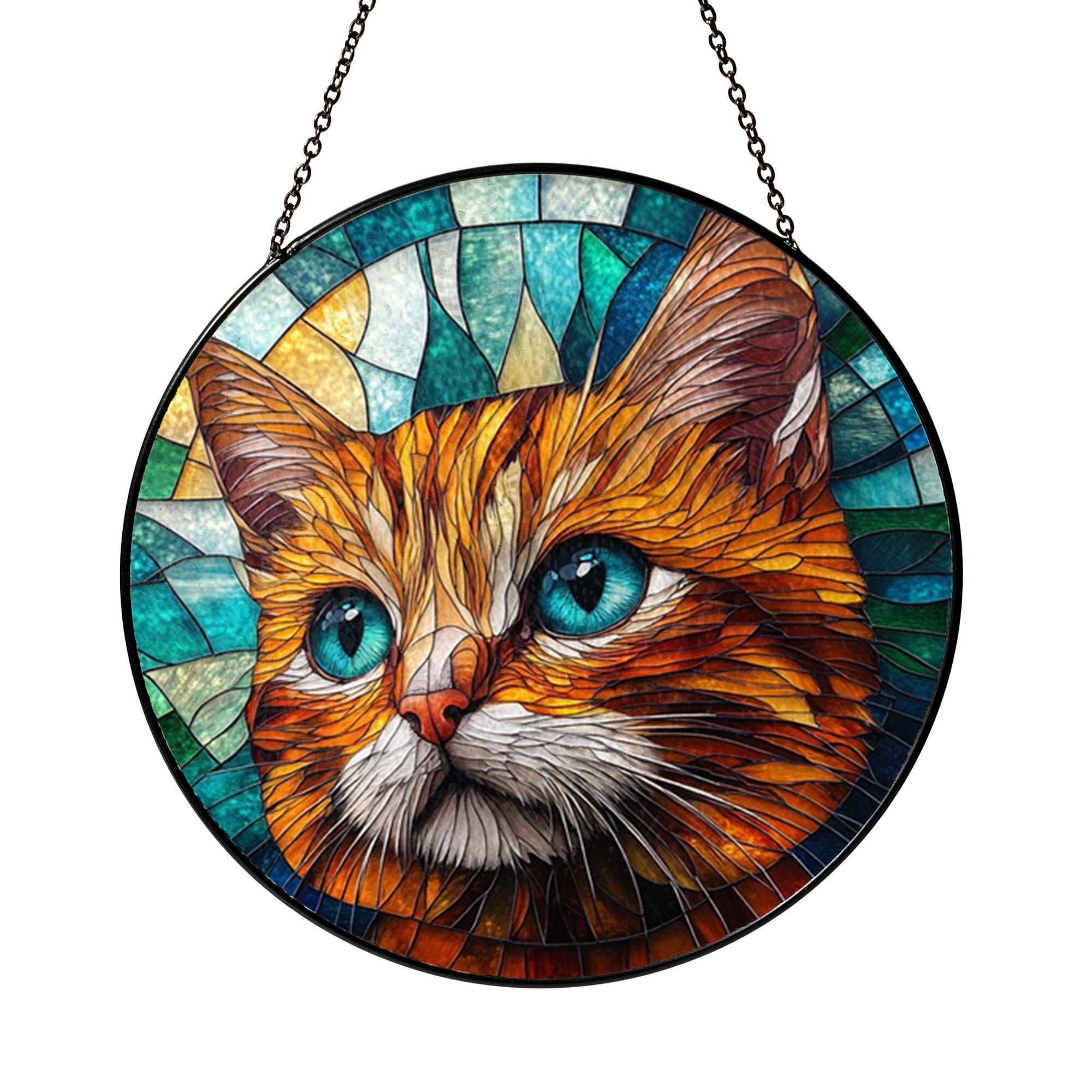 Cat Illustration Stained Glass Window Hanging – Home Decor2401 ...