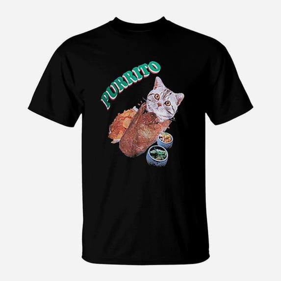Cat In A Burrito Funny Mexican Food Kitty Salsa TShirt - Walmart.com