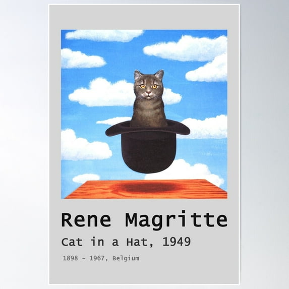 Cat In A Hat 1949 Rene Magritte Poster Wall Art Modern Wall Decor Wall ...