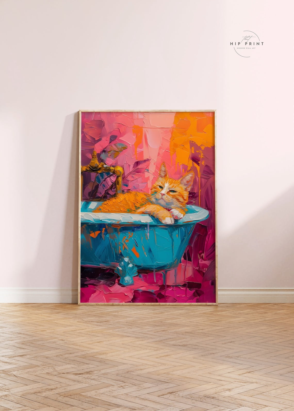 Cat In Bathtub Art Print, Maximalist Home Decor, Unframed Paper Poster ...