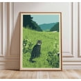 Cat In Meadow Peaceful Nature Green Landscape Modern Animal Decor ...