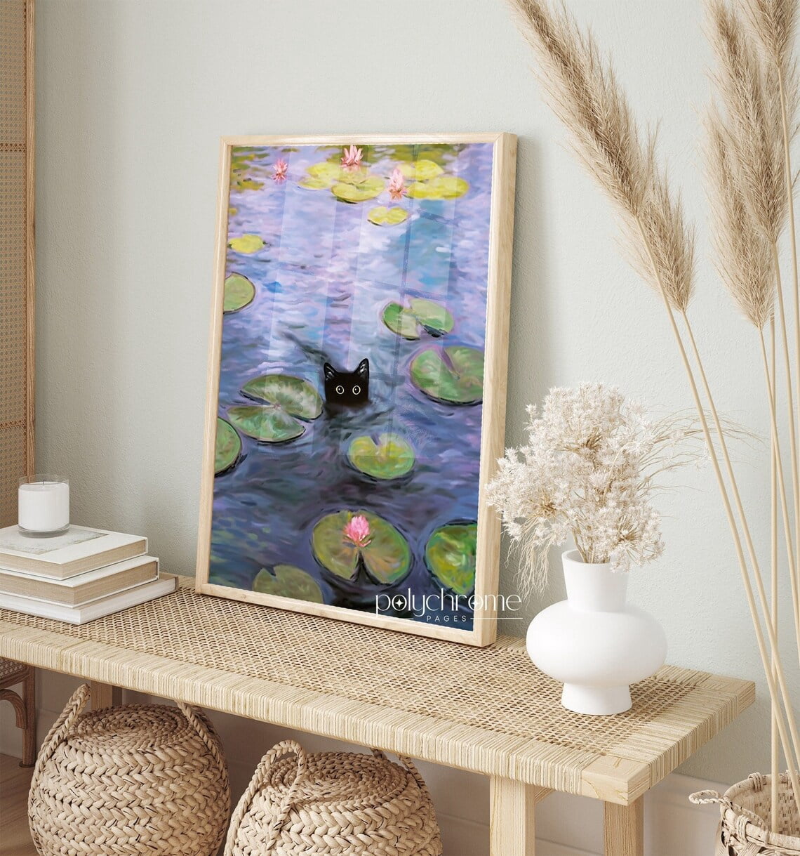 Cat In Monet Water Lilies Black Cat In Pond Cat S For Cat Lovers Pond ...