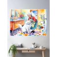 Cat In The Bathroom Poster Wall Art Modern Wall Decor For Living Room ...