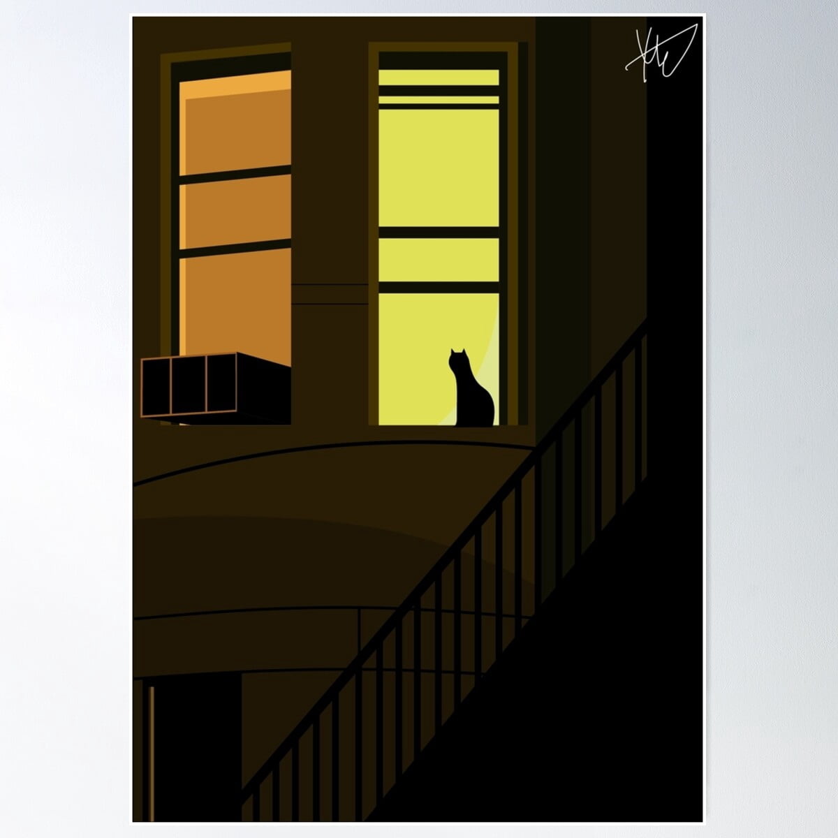 Cat In Window Poster Wall Art Modern Wall Decor For Living Room Bedroom ...