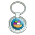 Cat In Yarn Basket Keychain Classy Round Chrome Plated Metal - Walmart.com