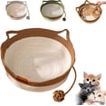 Cat Instinct Basket, Handwoven Cotton Rope Enrichment Bed with Attached ...