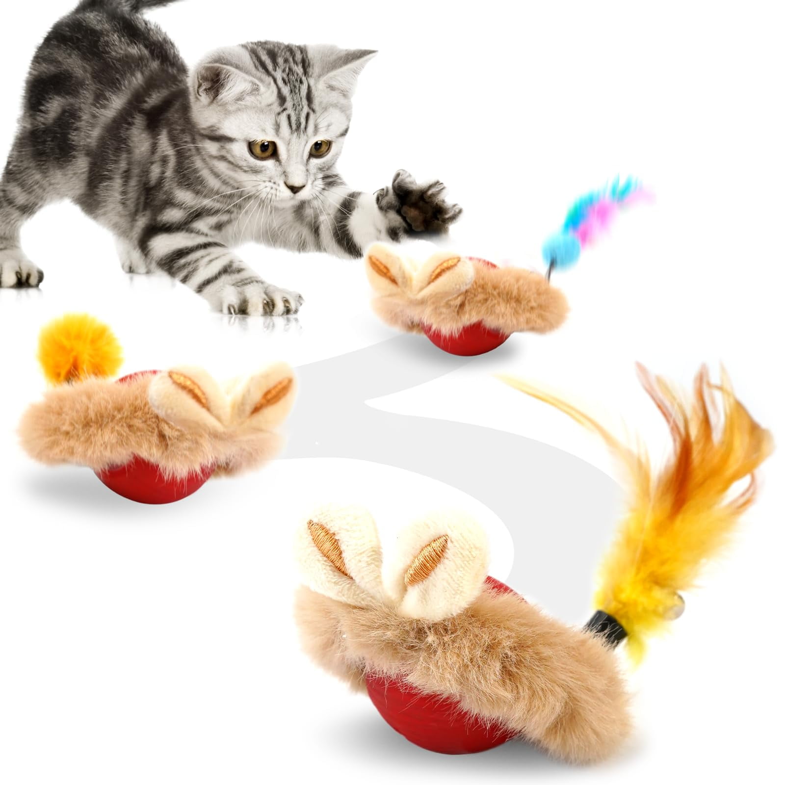 Cat Interactive Ball Toy with Feather, The Upgrade Agile Moving Cats ...