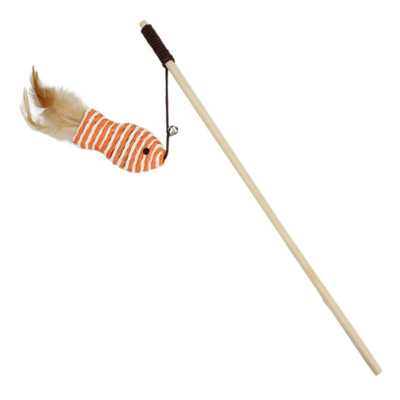 Cat Interactive Toys Wand Cat Teasing Stick for Cats with Wooden Design ...