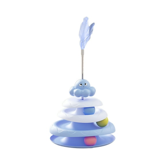 Cat Interactive Turntable Toy with 3-Layer Rotating Track and Rolling ...
