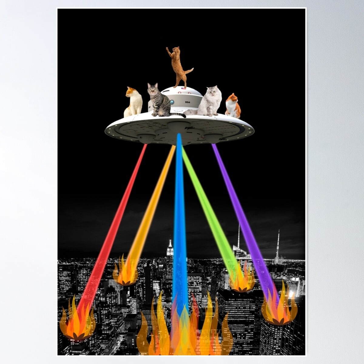 Cat Invaders Poster Wall Art, Modern Wall Decor For Living Room Bedroom ...