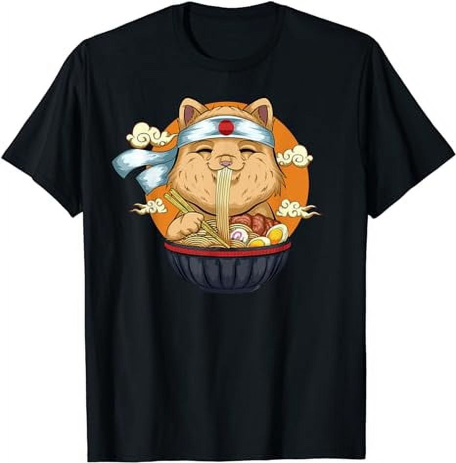 Cat Japanese Ramen Shirt Kawaii Anime Cat Ramen Noodles T-Shirt ...