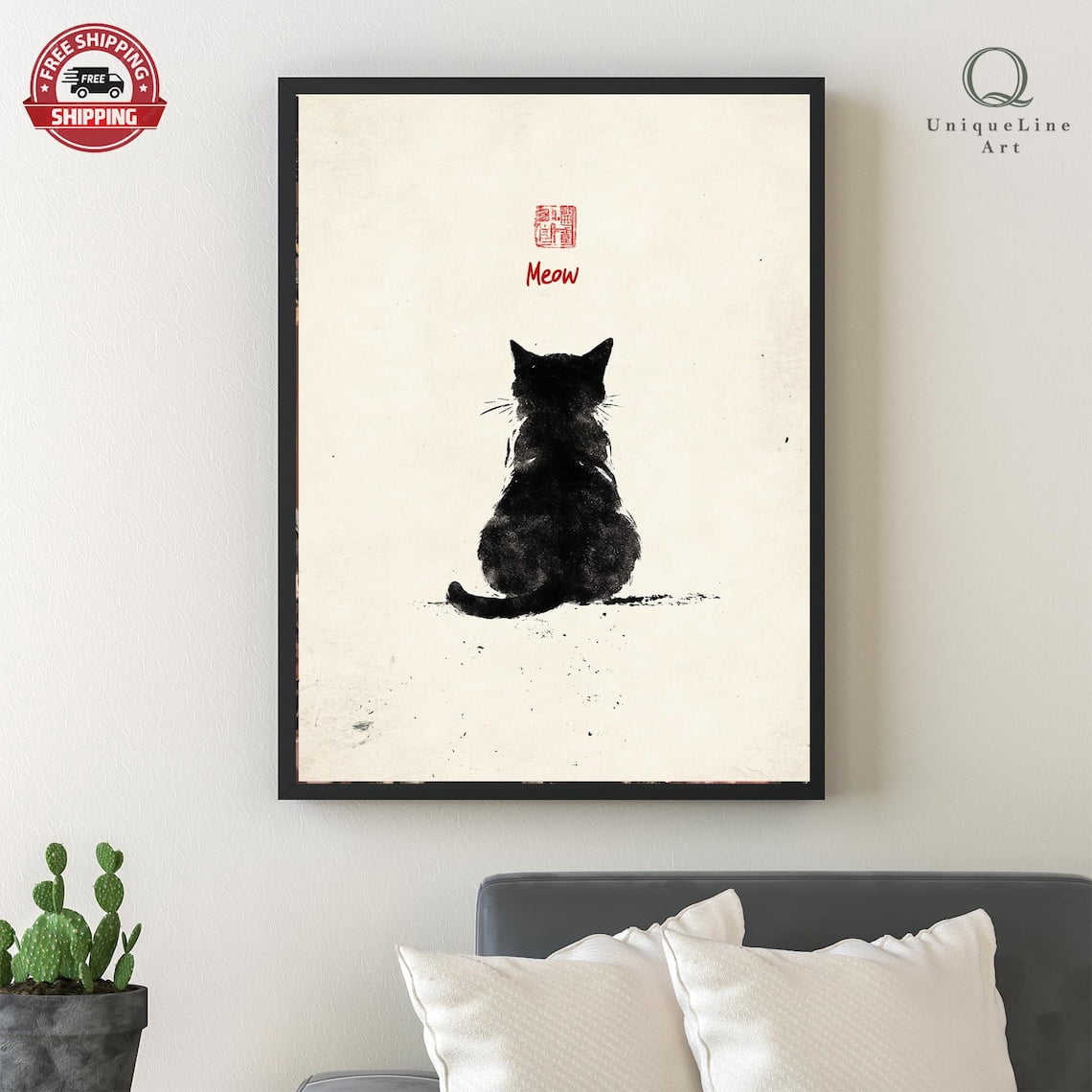 Cat Japanese Vintage Woodblock Wall Decor, Unframed Canvas - Walmart.com