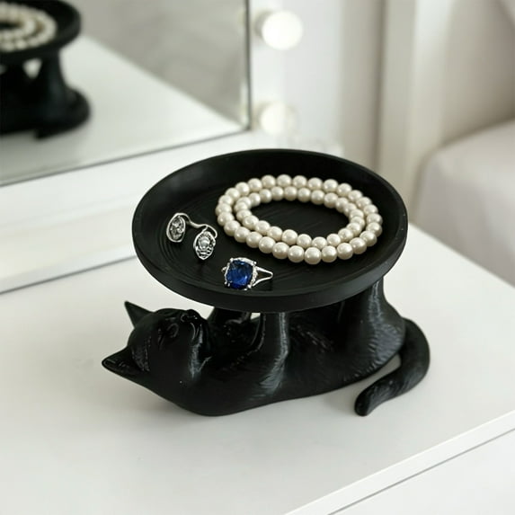 Cat Jewelry Tray, Lying Figurine Ring Dish & Necklace Stand, Minimalist ...