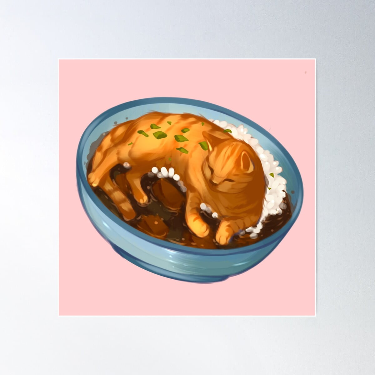 Cat Katsu Curry Poster Wall Art, Modern Wall Decor For Living Room ...