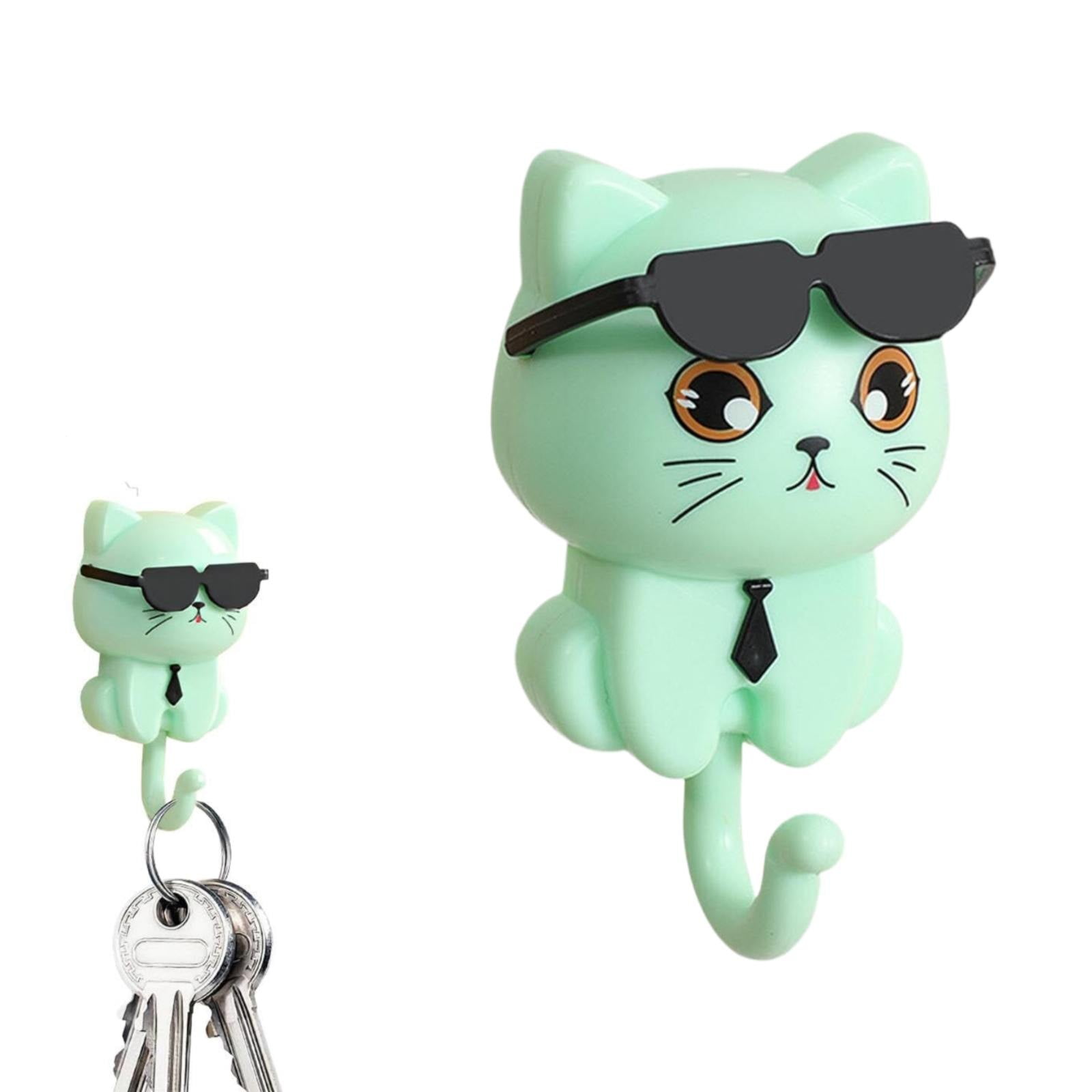 Cat Key Holder Creative Cat Shape Hooks 2 Pack Adhesive Coat Hooks Cute ...