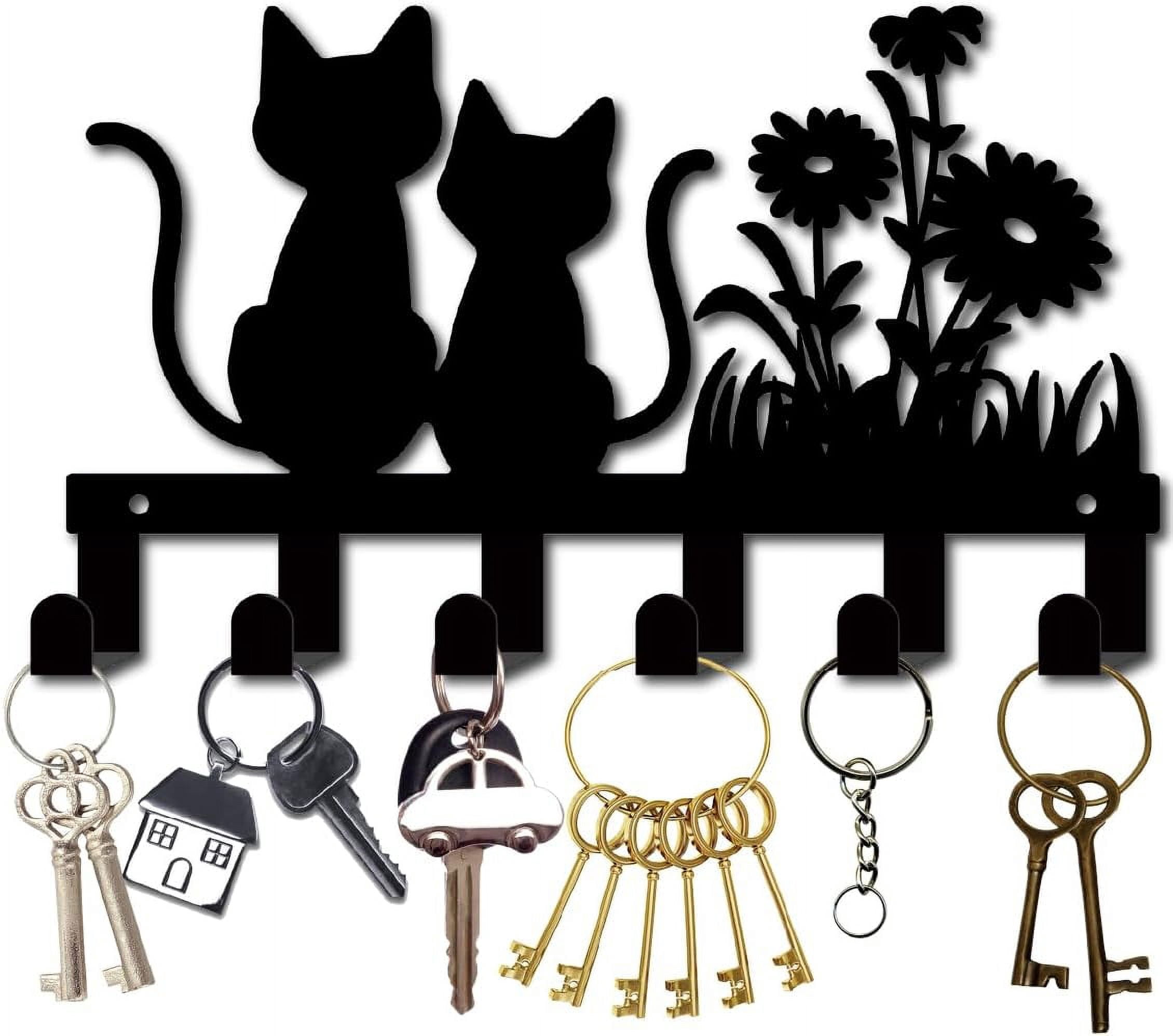 Cat Key Holder Wall Mount Flowering Shrubs Key Hangers Hooks Metal Keys ...