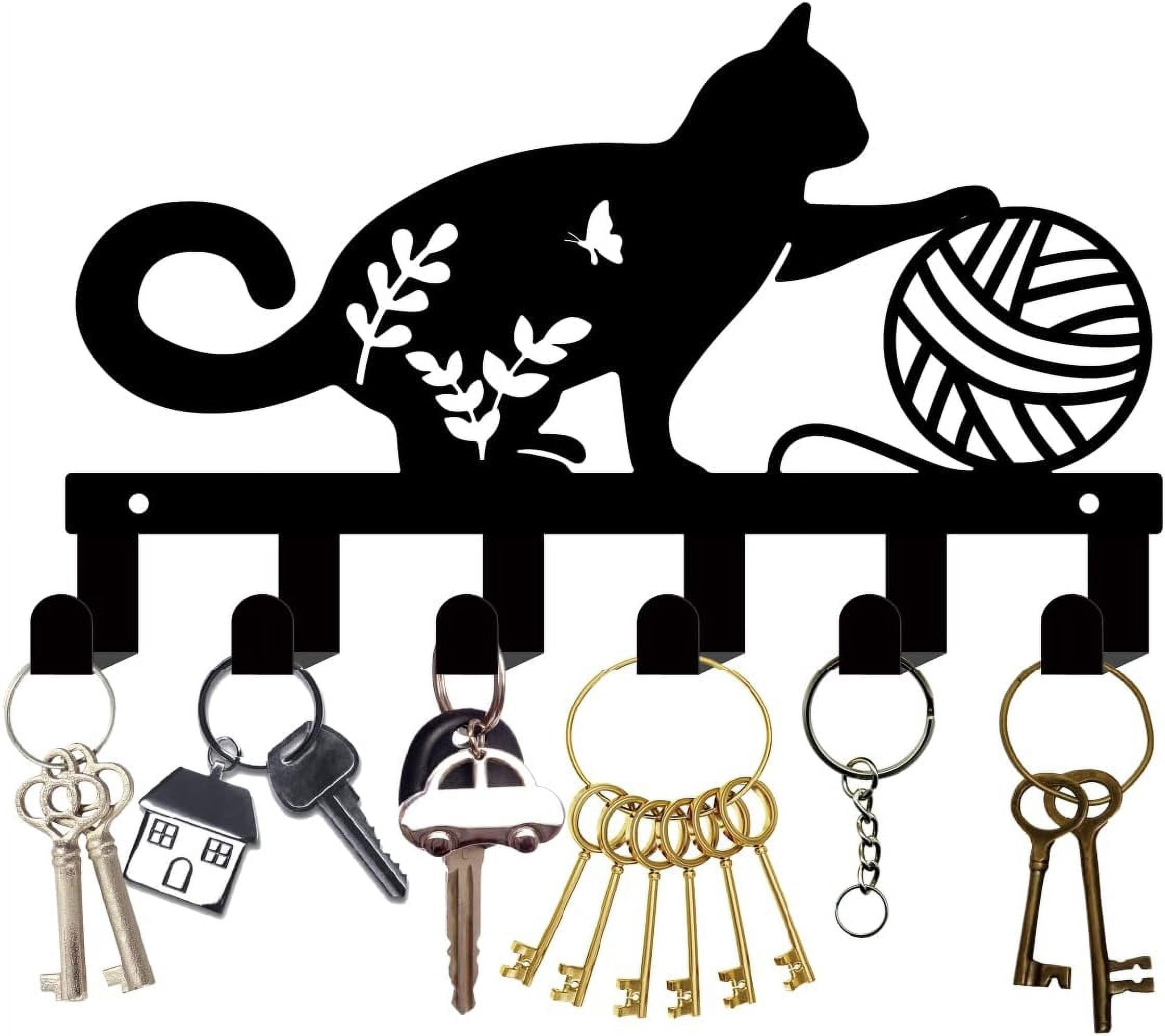 Cat Key Holder Wall Mount Welcome Key Hangers Hooks Metal Keys Holder ...