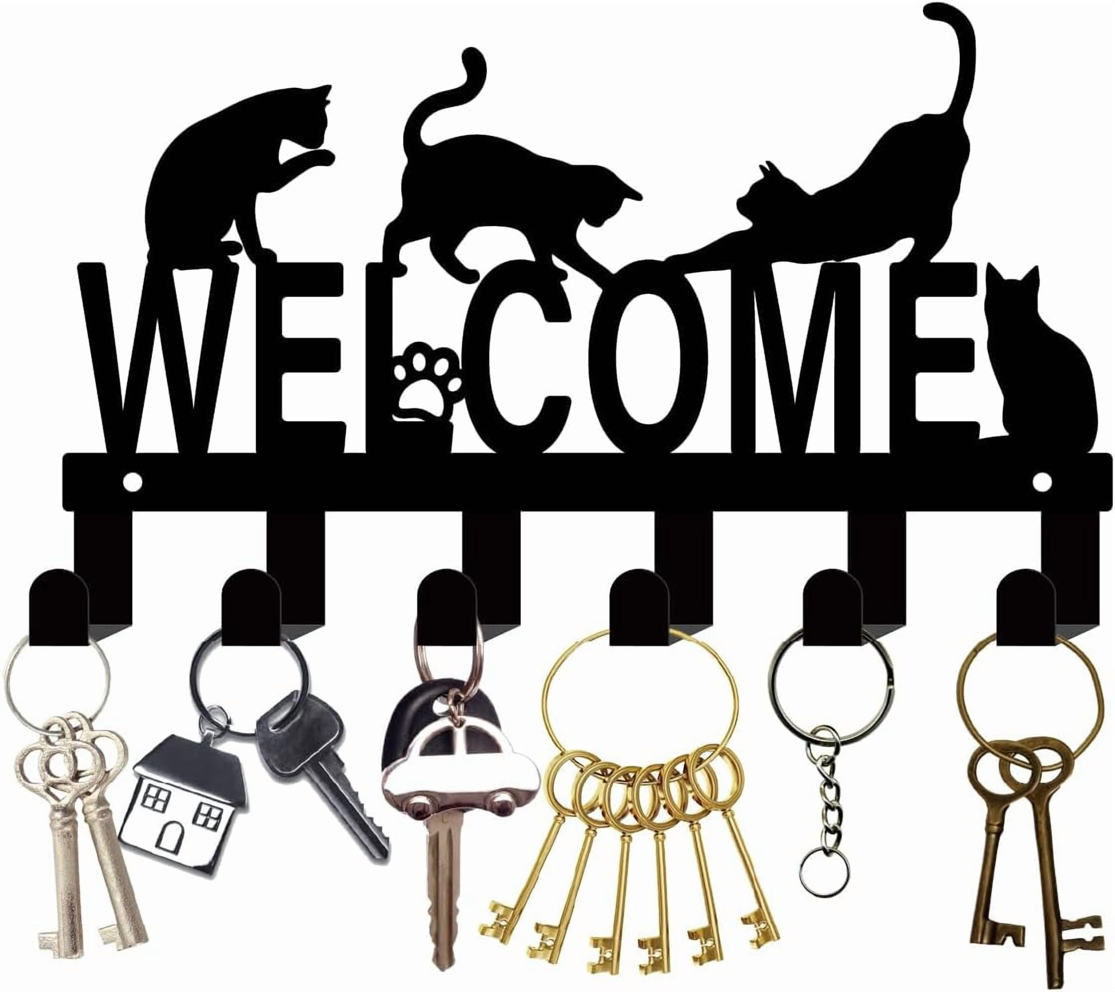 Cat Key Holder Wall Mount Welcome Key Hangers Hooks Metal Keys Holder ...