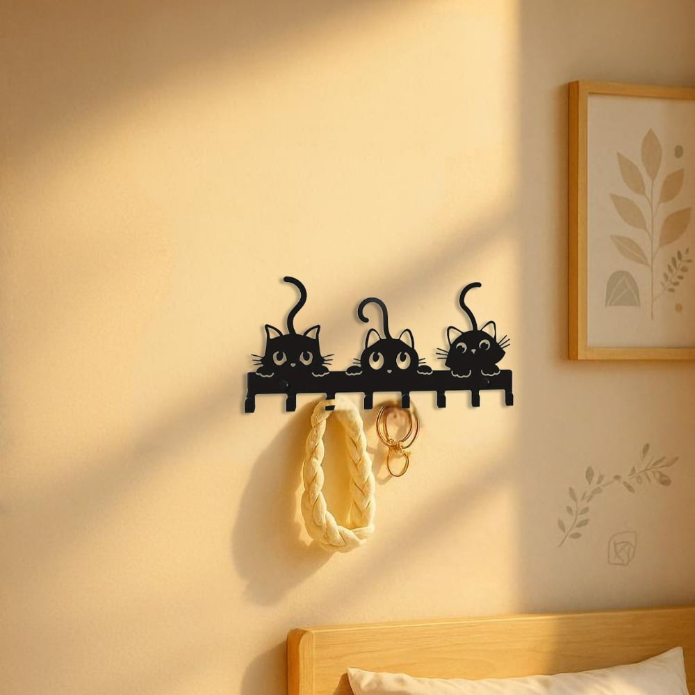 Cat Key Holder for Entryway , Key Hooks with 8 Hooks Wall Mounted ...