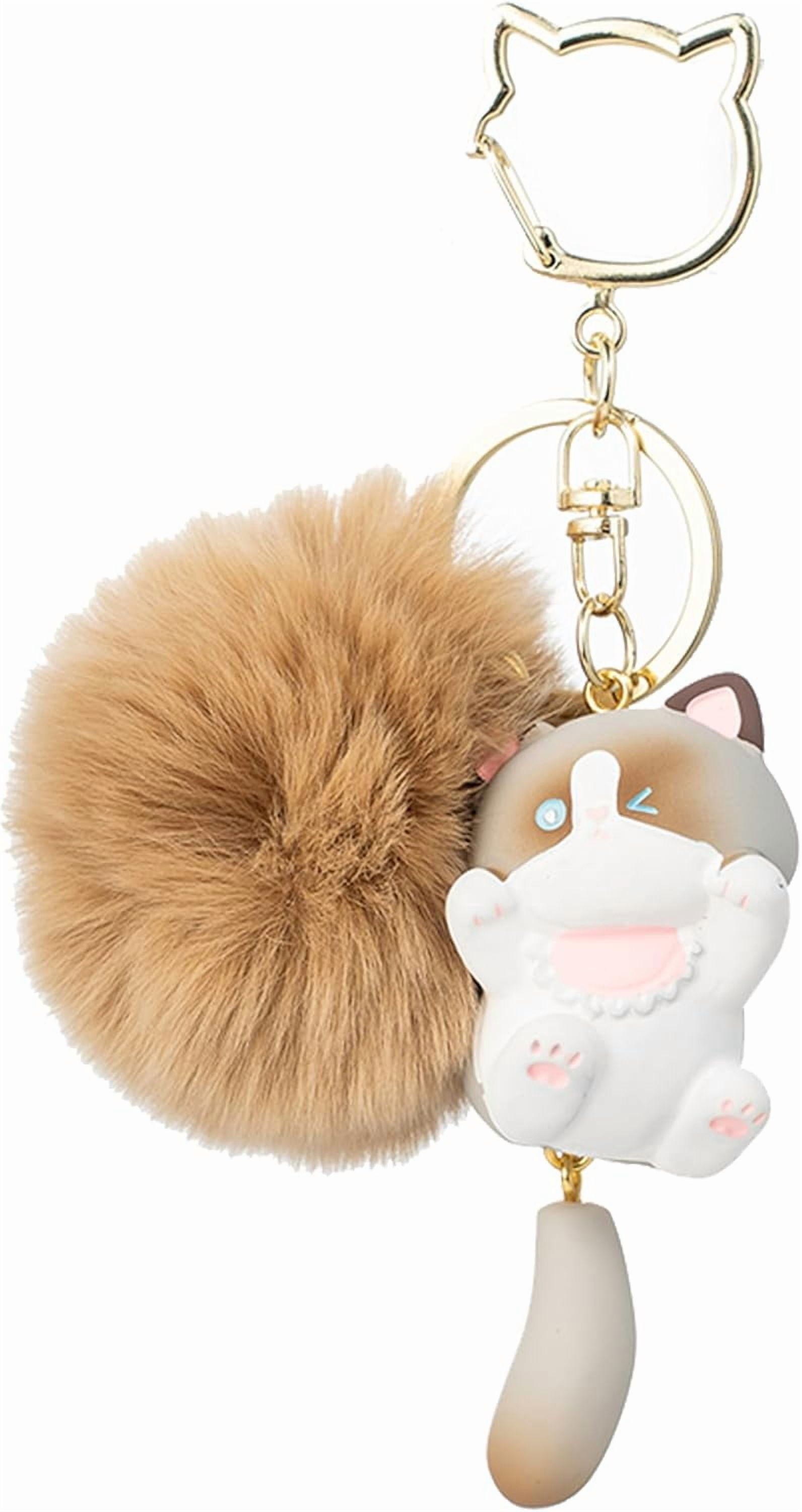 Cat Keychain Pom Pom KeyChain Cute Keychains for Women Bag Charms ...