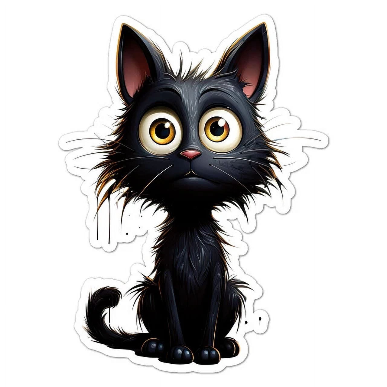 Cat Kiitten Big Eyes Sticker Indoor Outdoor Phone Decal Water Bottle ...