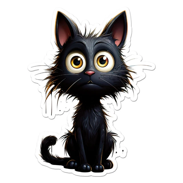 Cat Kiitten Big Eyes Sticker Phone Decal Water Bottle Stickers Car ...