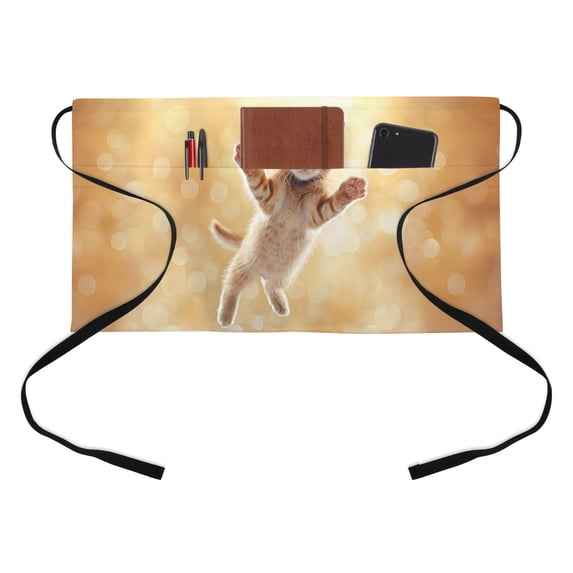 Cat Kitchen Restaurant Half Waist Apron, Animal Server Short Apron with ...