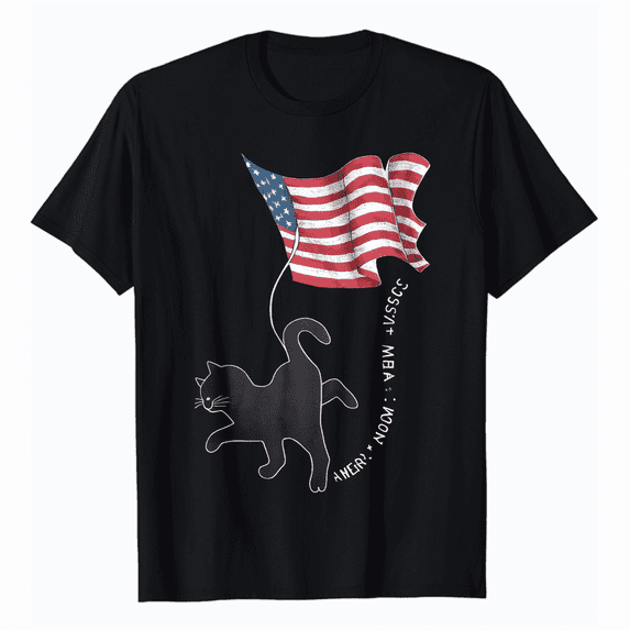 Cat Kitten American Flag Shirt Funny 4th of July USA America - Walmart.com