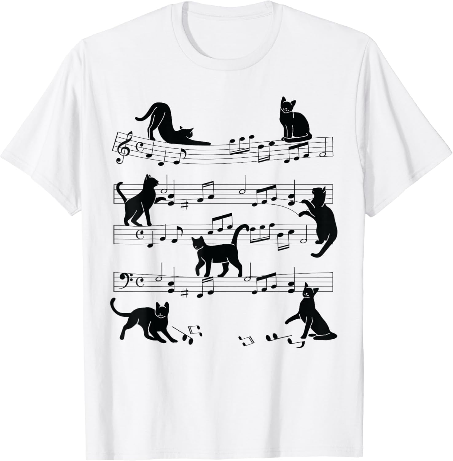 Cat Kitty Playing Music Note Clef Musician Art Vintage Illustration ...