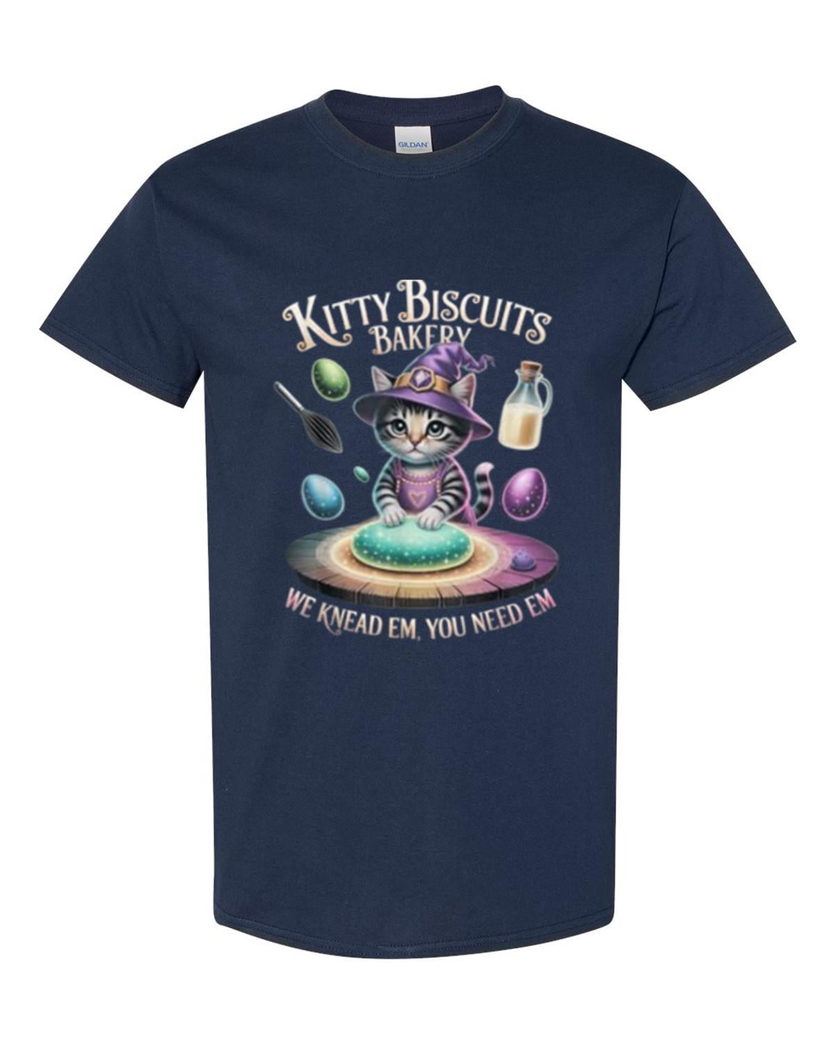 Cat Kneading Kitty Biscuits Bakery Fun T-Shirt, for men & women, up to ...