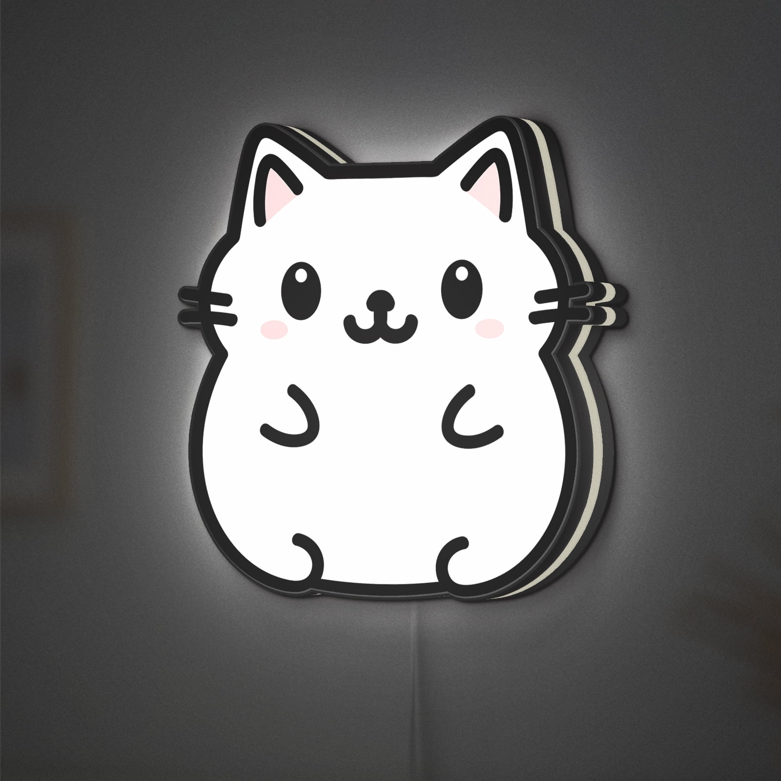 Cat LED Lightbox - Cute Kawaii Animal Fauna Decor, Custom Led Sign for ...