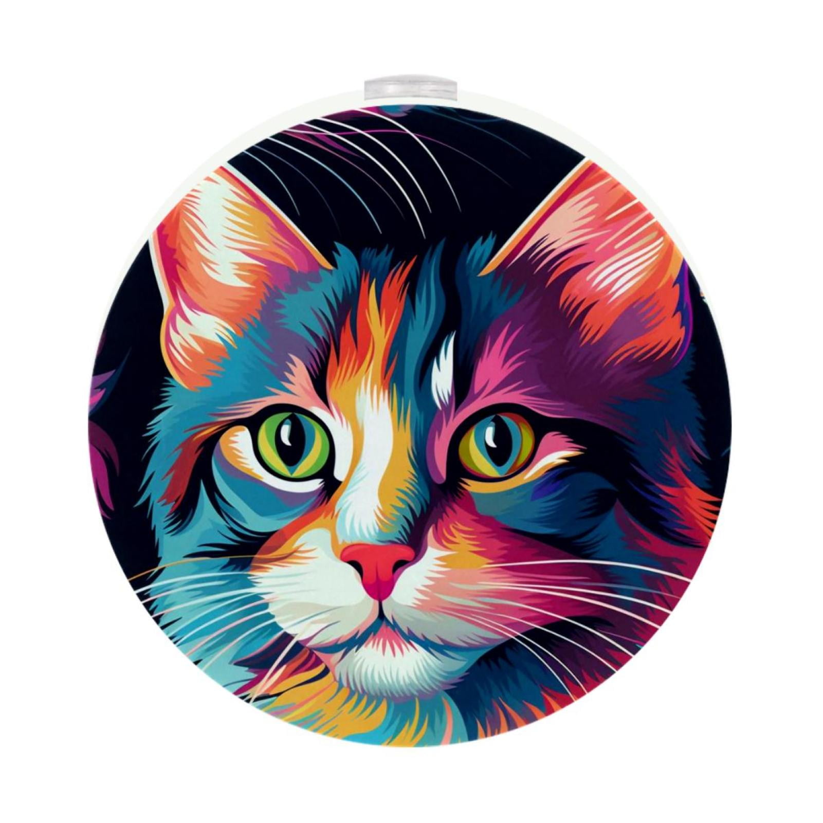 Cat LED Round Night Light - 2PCS, Compact and Energy-Efficient ...