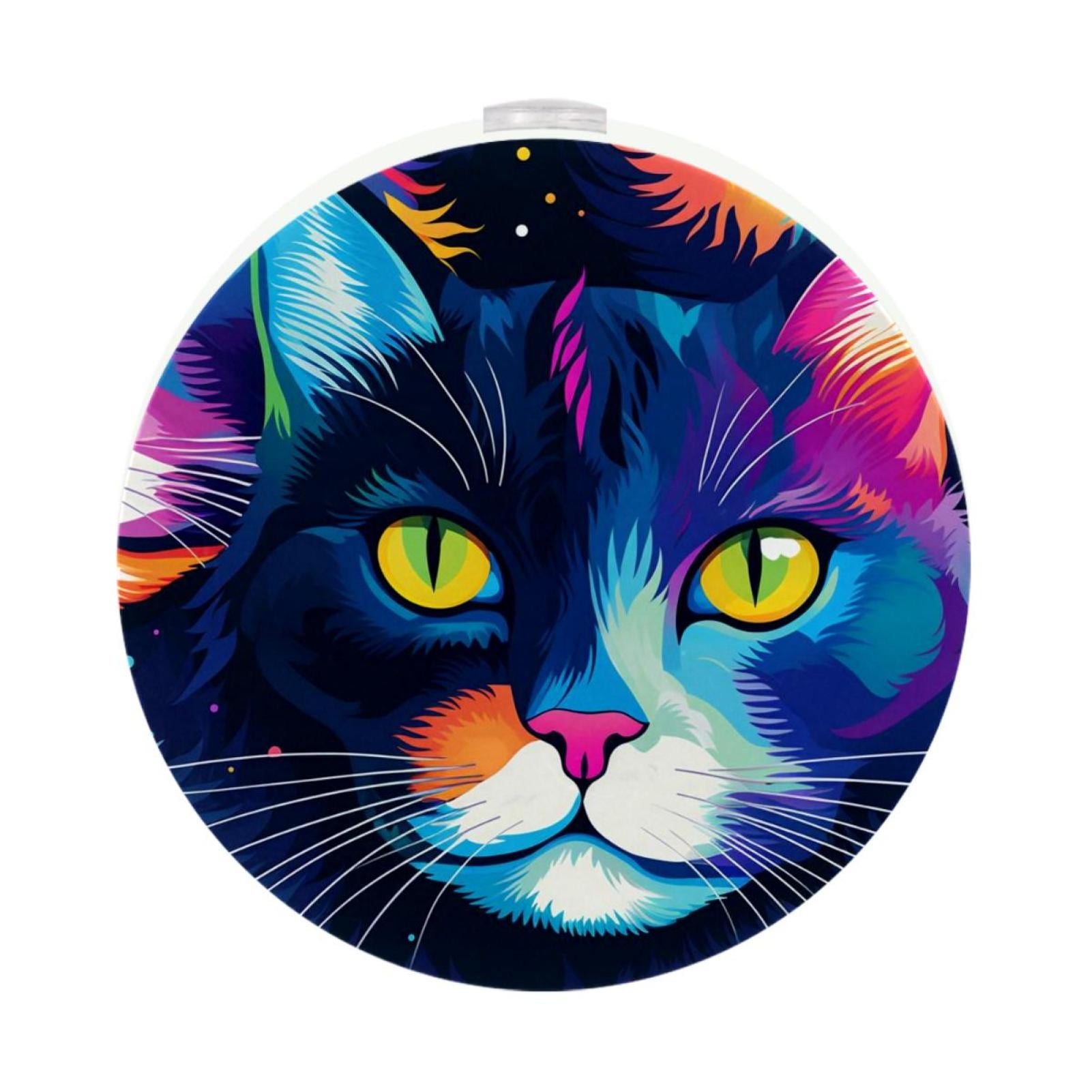 Cat LED Round Night Light-2PCS, Motion Sensor Plug-in Brightness ...